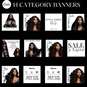 DIY Hair Website Banner Set | 62 Pcs Mega Bundle | Shopify Hair ...