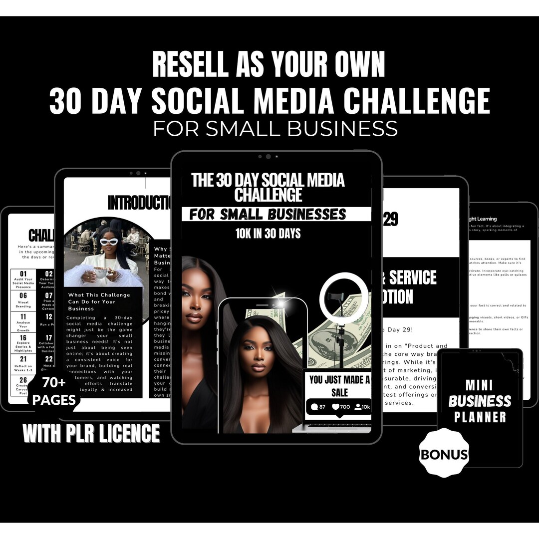 30 Day Social Media Challenge Instagram Guide, Private Label Rights & PLR Commercial Included ...