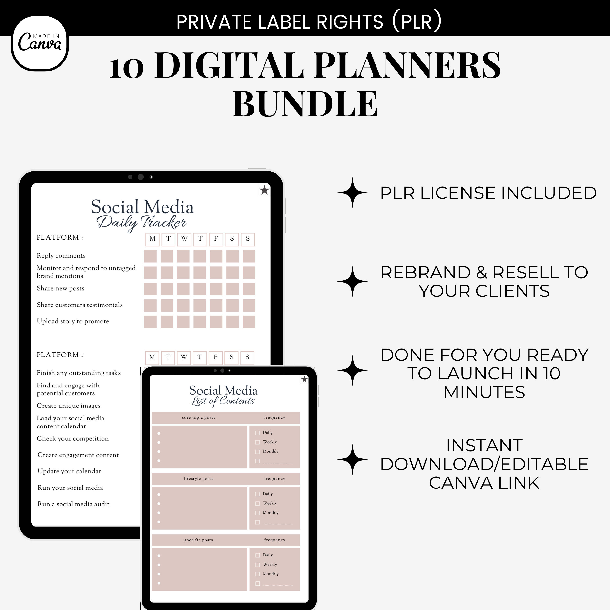 10 Digital Planners Bundles With PLR, Start Your Store Bundle, Plr ...