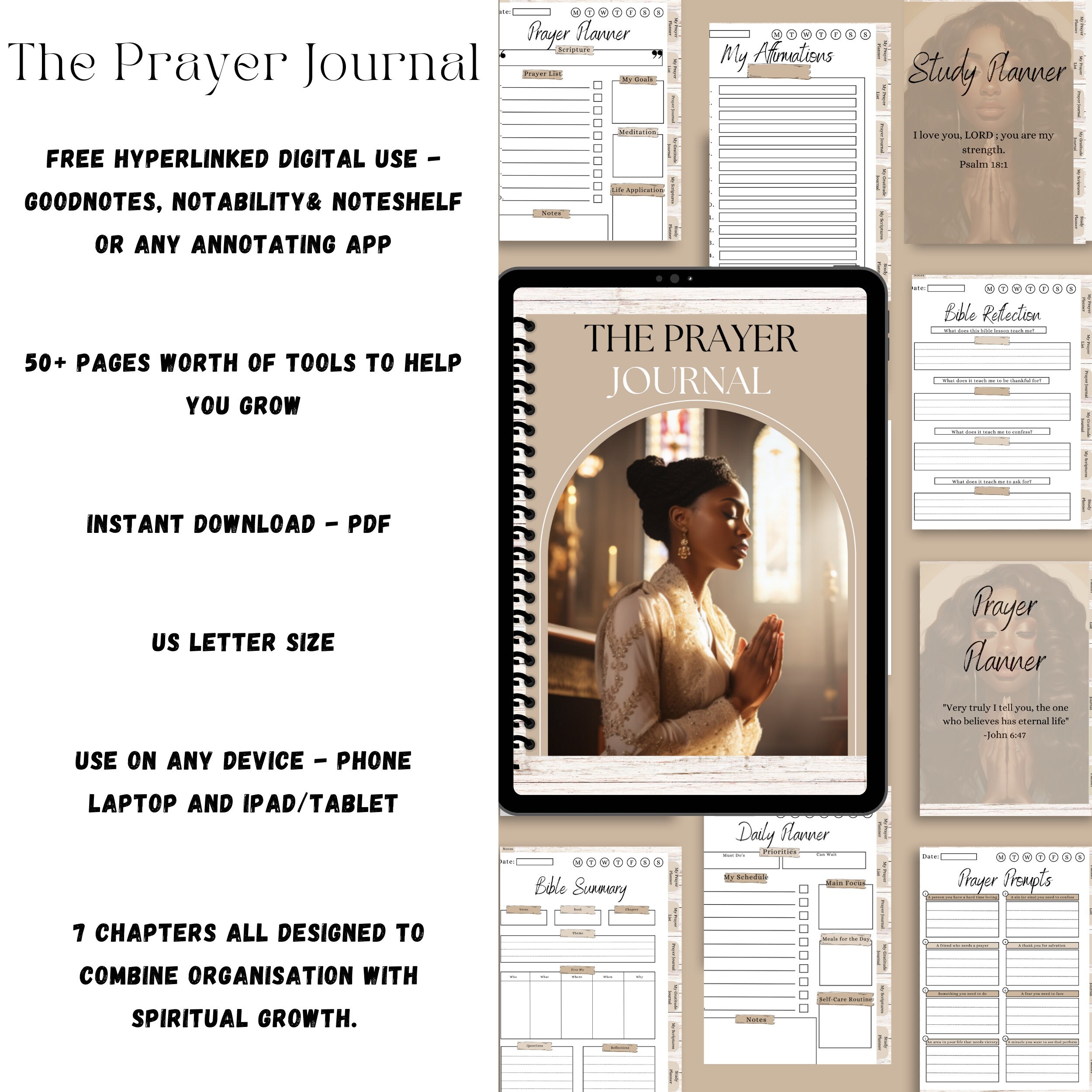 Prayer Journal, Bible Study Guide Journal,journal Prompts, Black Girl ...