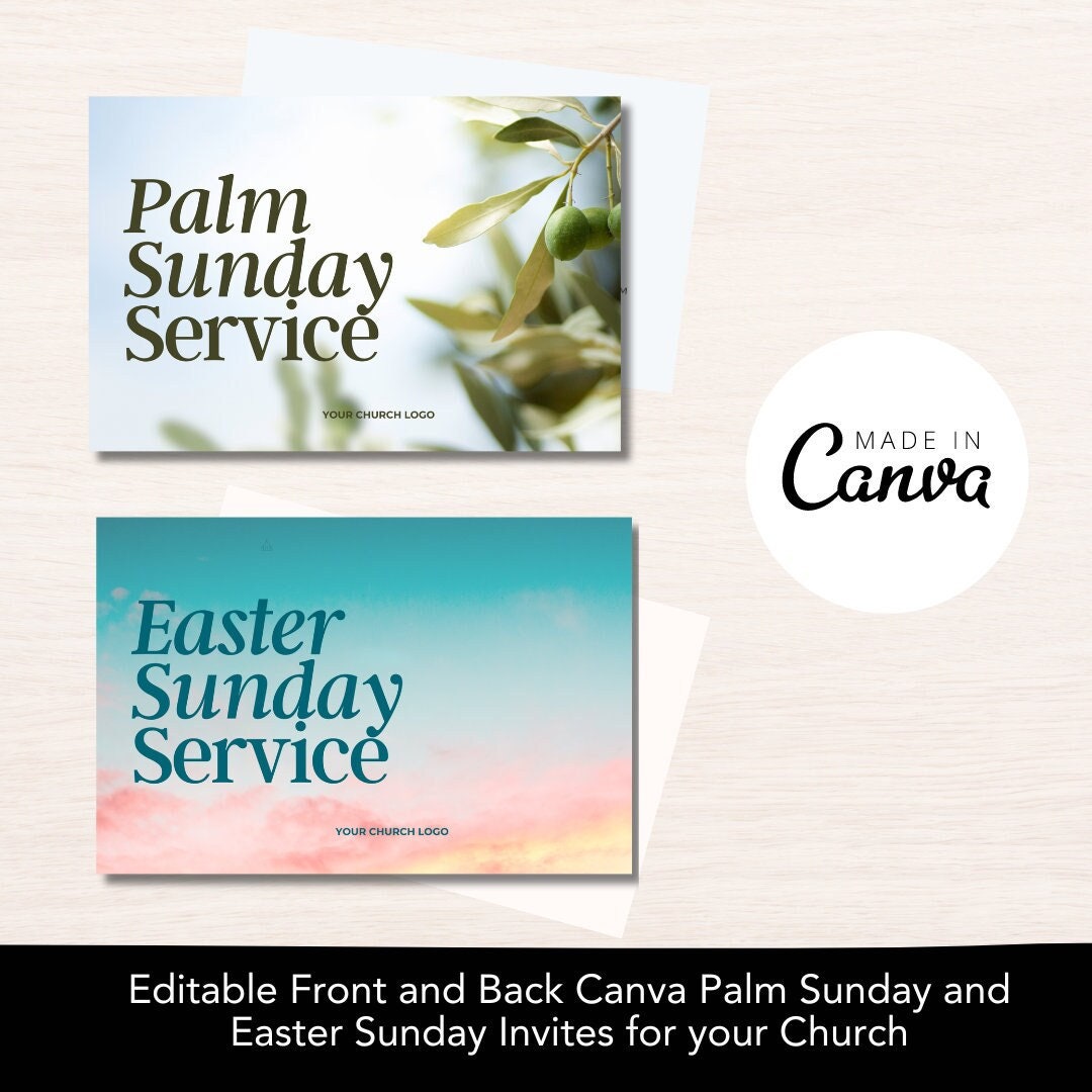 Easter Sunday and Palm Sunday Invitation for Church | Canva Church ...
