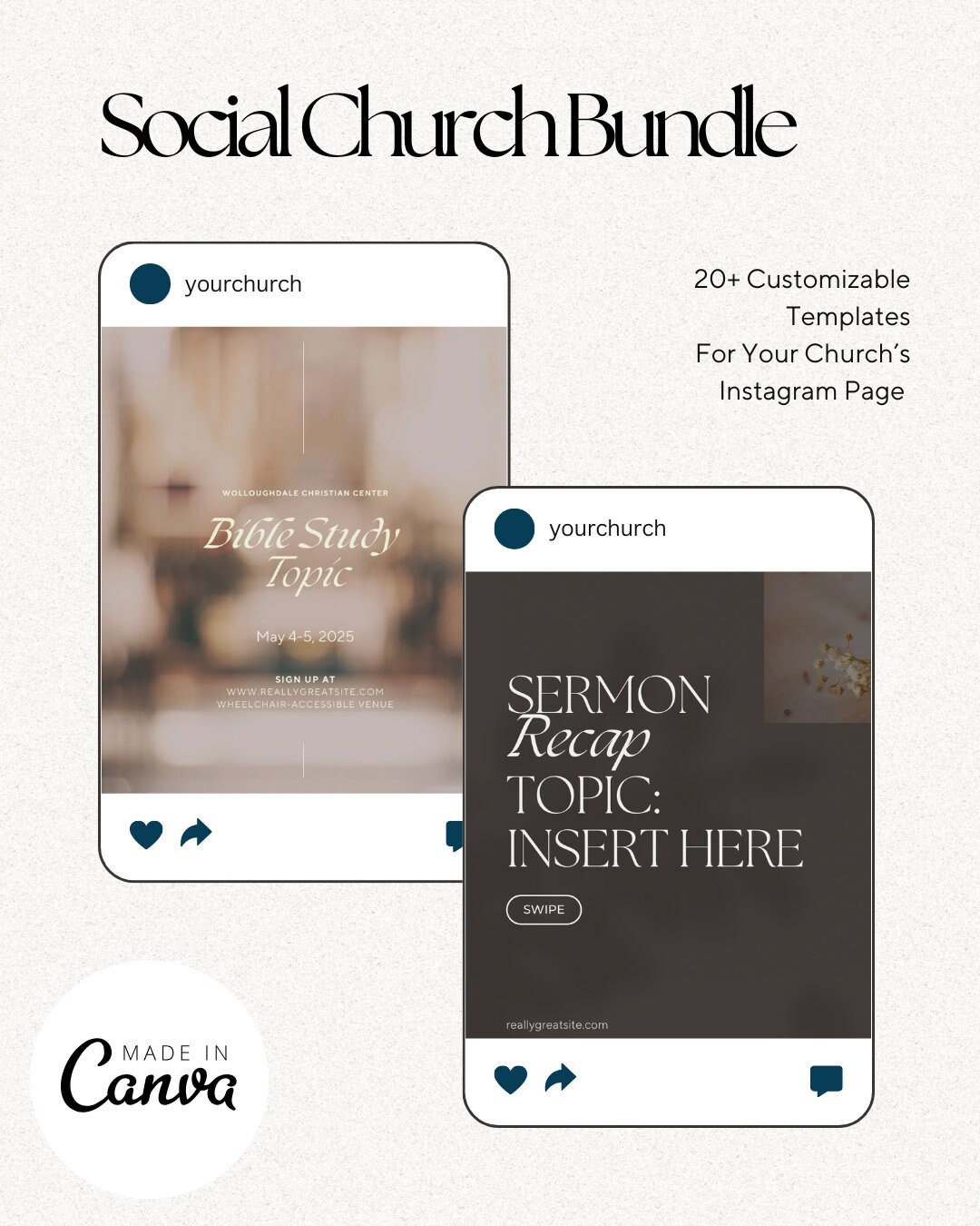 Church Marketing Canva Template Bundle | Over 20 Graphics for Your ...