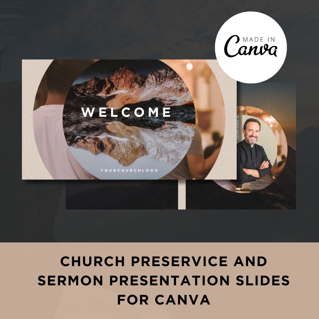 Church Preservice and Sermon Slides | Church Presentation Slides for Announcements in Canva ...
