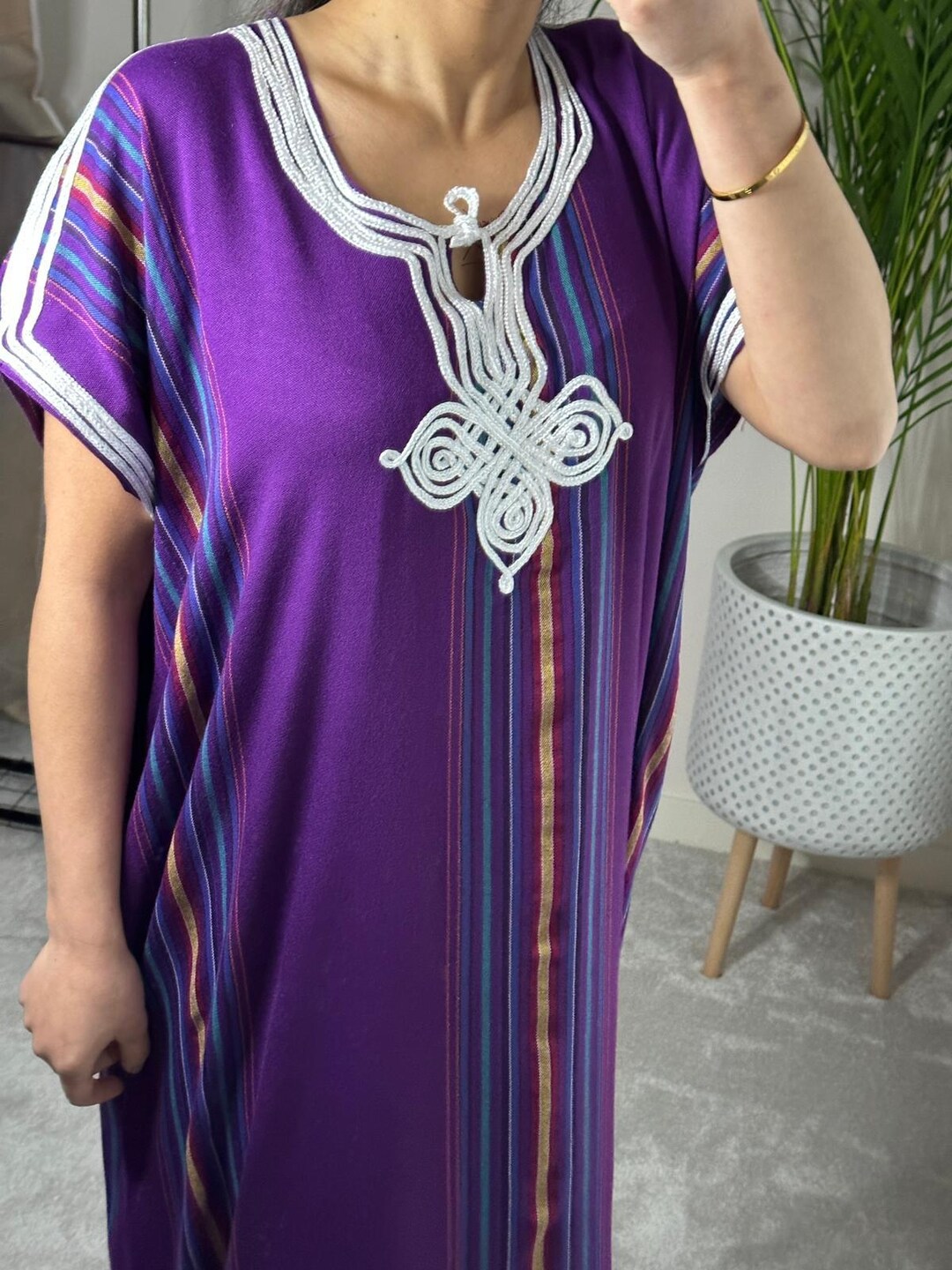 Purple Moroccan Gandoura, Traditional Moroccan Gandoura, Moroccan ...