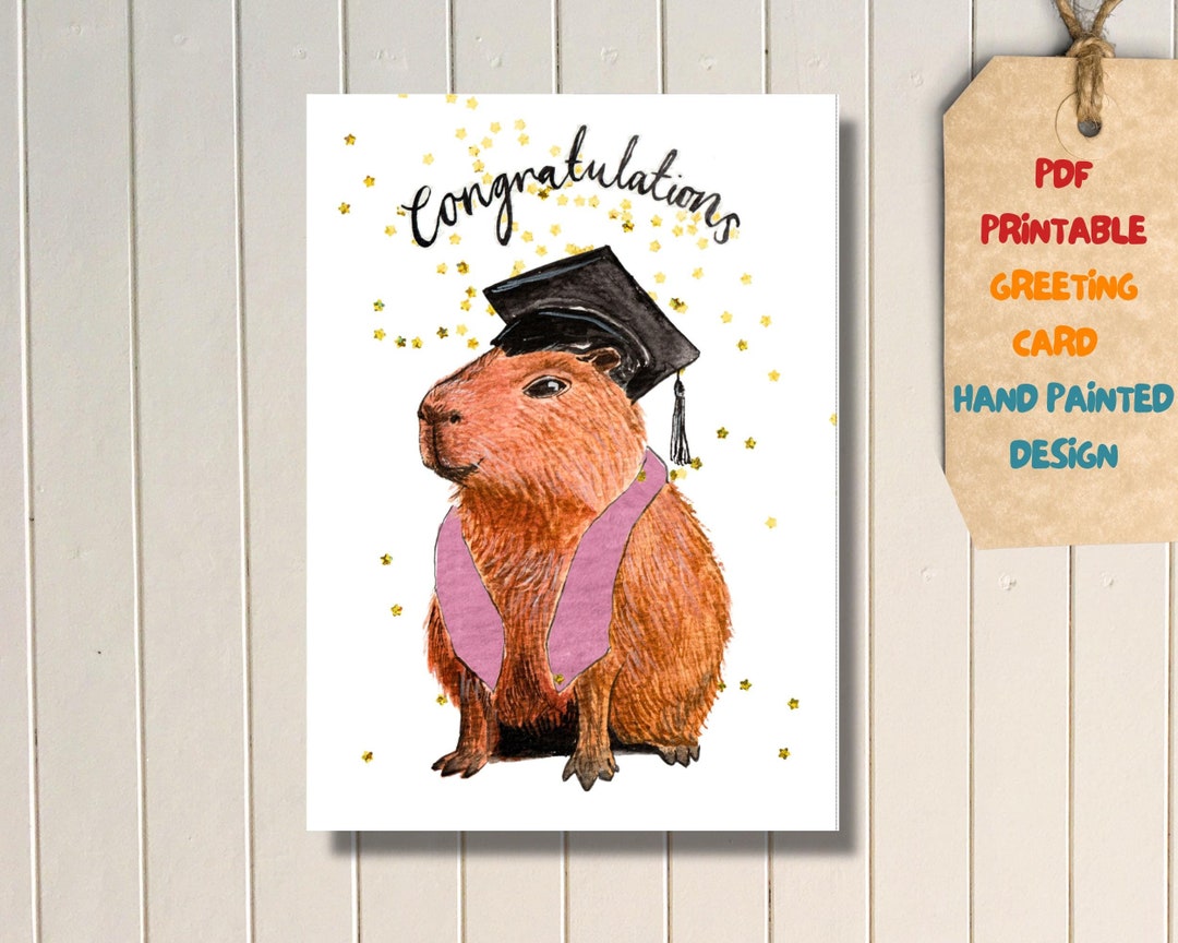 Pink Capybara Graduation Congratulations Card Custom Colour Sash Stole ...