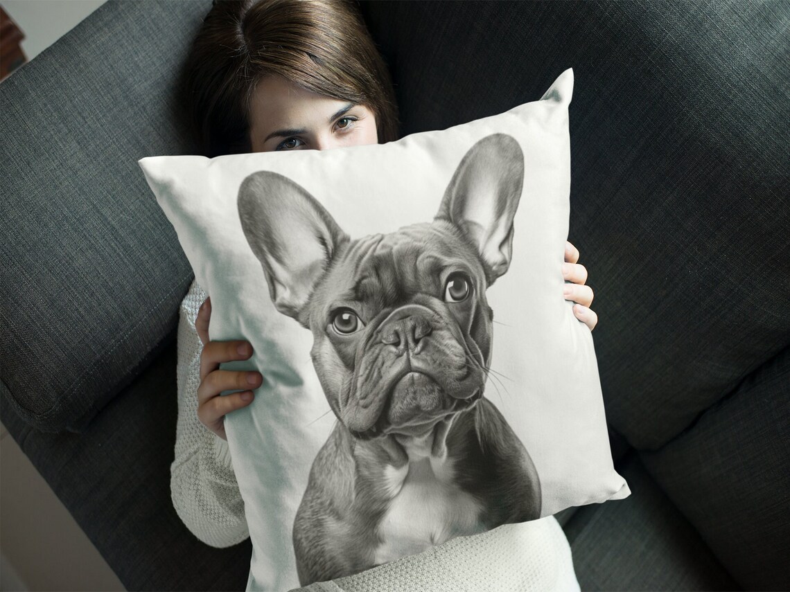 French Bulldog Accent Pillow | Square Throw Pillows | Modern Dog Print ...