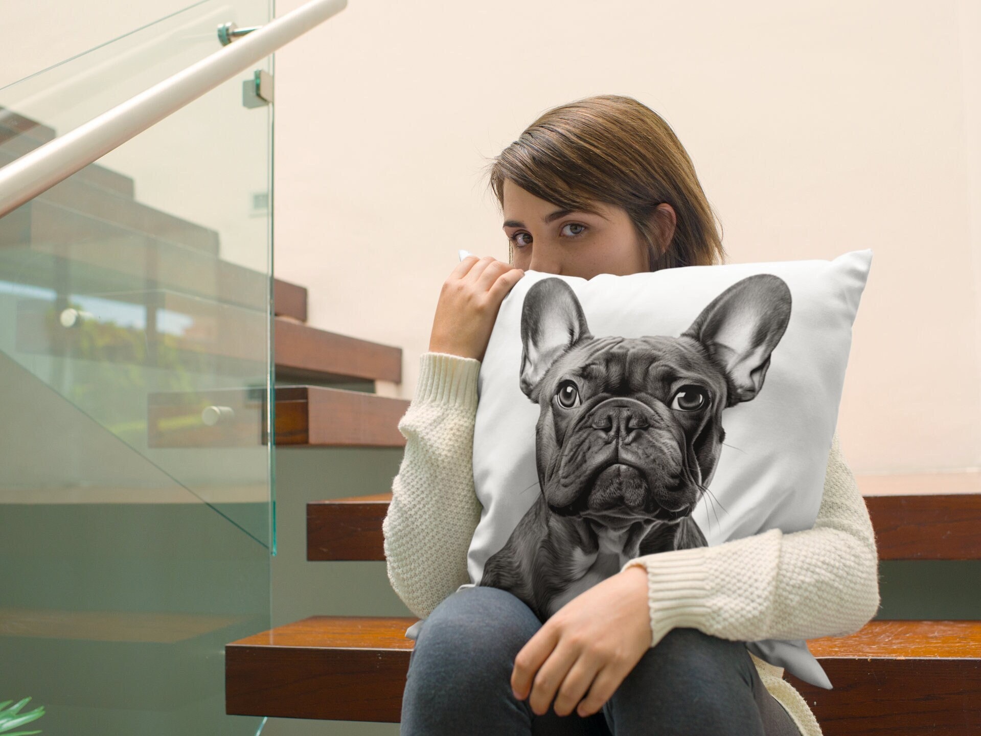 French Bulldog Accent Pillow | Square Throw Pillows | Modern Dog Print ...