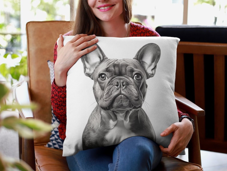 French Bulldog Accent Pillow | Square Throw Pillows | Modern Dog Print ...