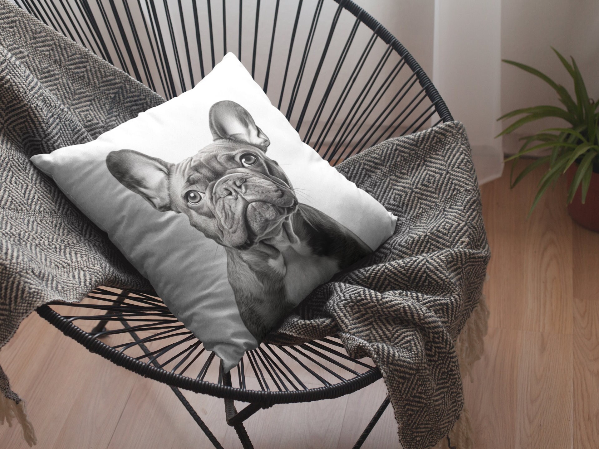French Bulldog Accent Pillow | Square Throw Pillows | Modern Dog Print ...
