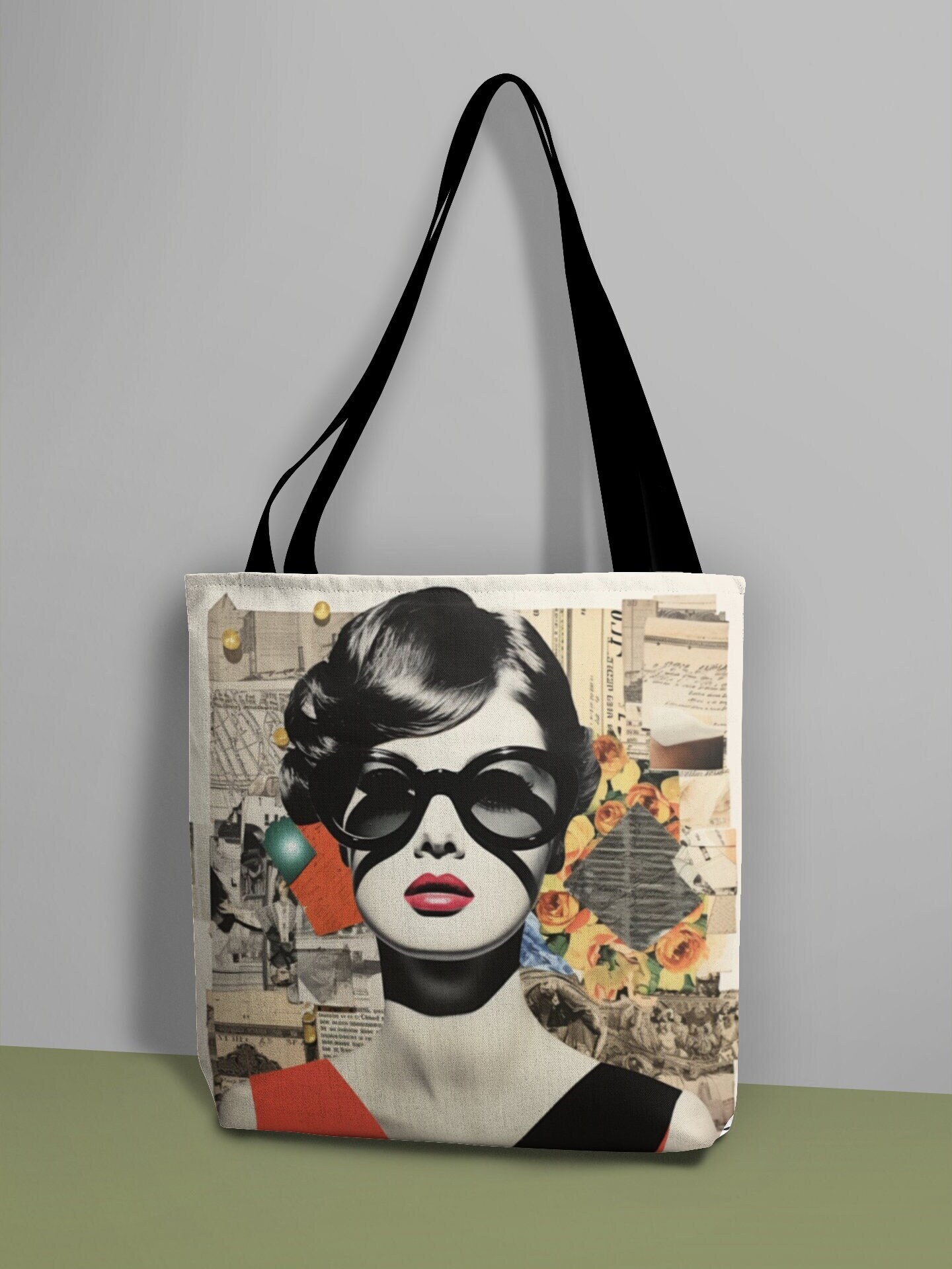 Retro Collage Tote Bag Vintage All-over Print 1 3 Sizes S, M, L - Etsy