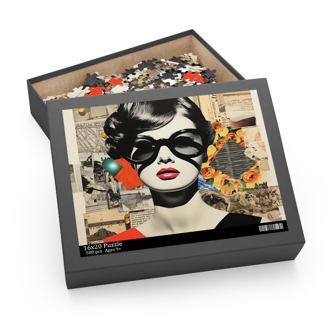 Retro Collage Jigsaw Puzzle (120, 252, 500-piece) - Mixed Media Collage ...
