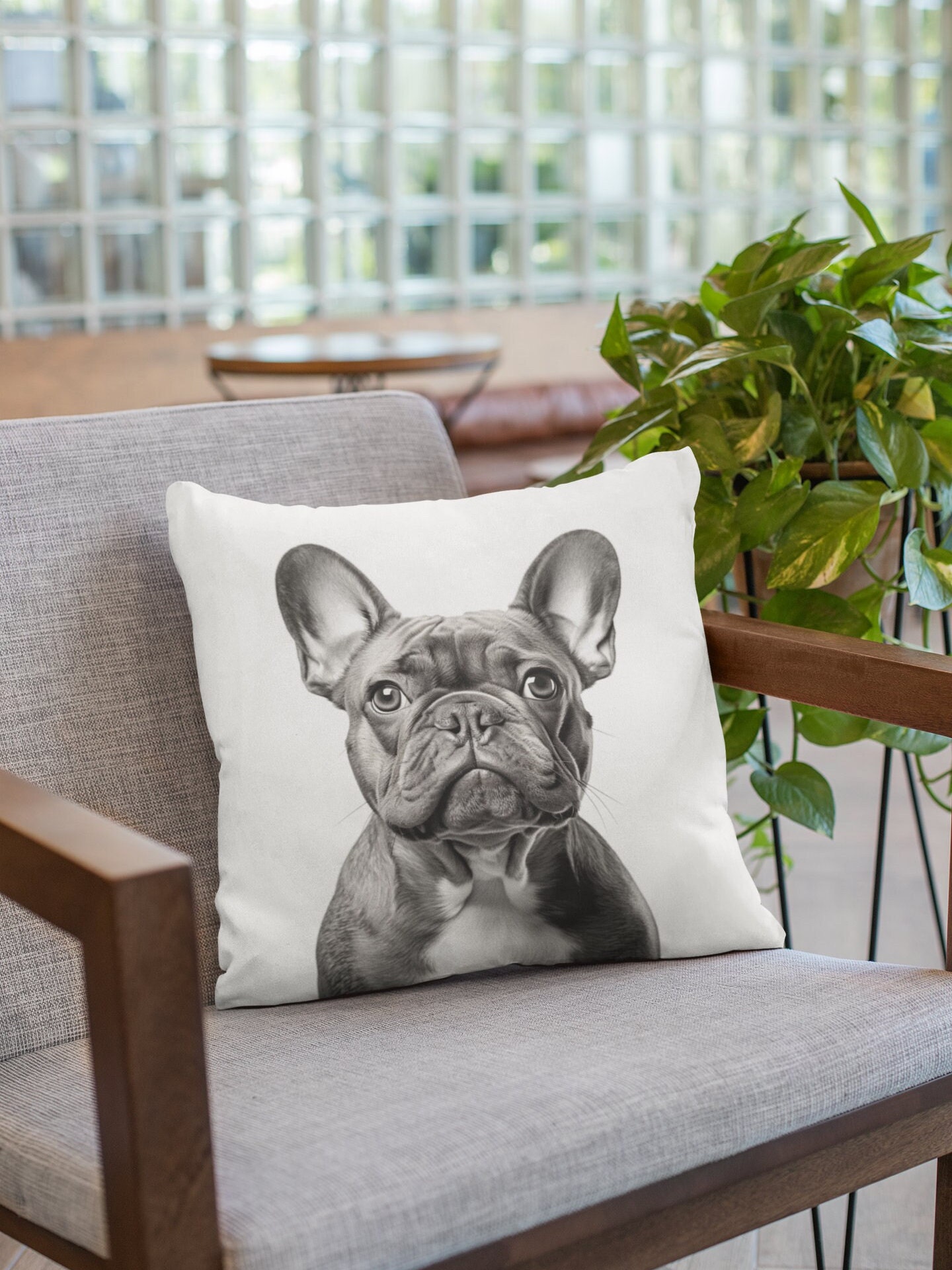 French Bulldog Accent Pillow | Square Throw Pillows | Modern Dog Print ...