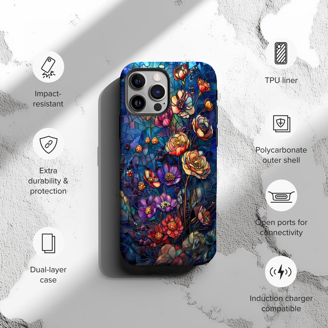 Enchanted Garden Stained Glass Phone Case | iPhone 15 14 13 12 11 Pro ...