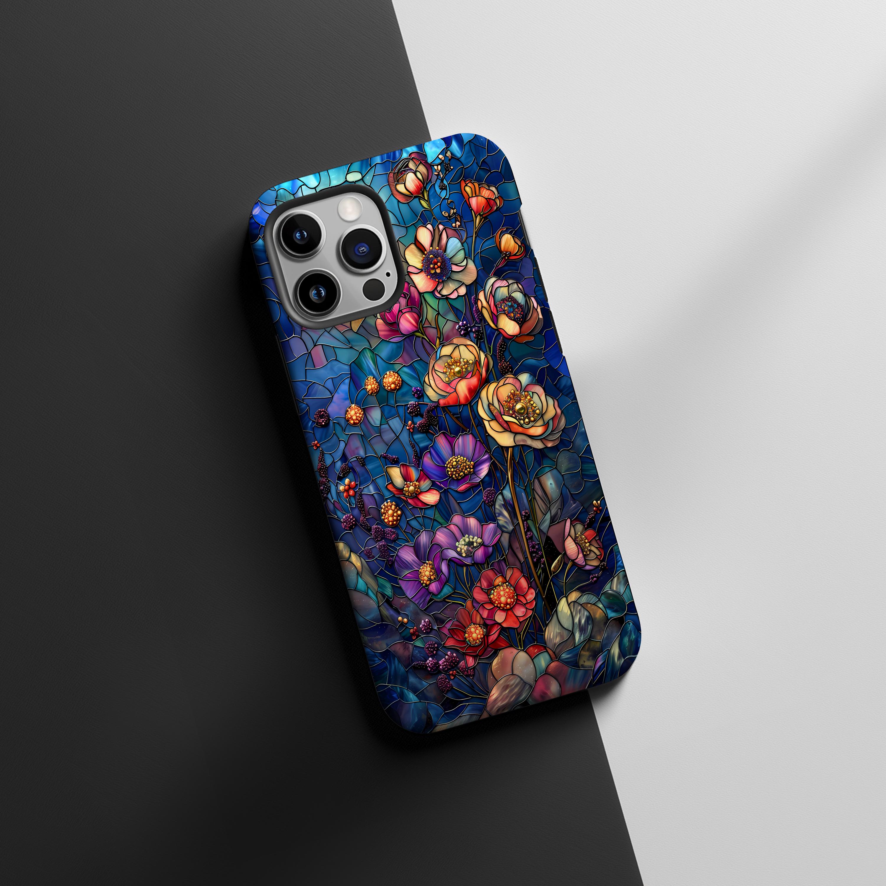 Enchanted Garden Stained Glass Phone Case | iPhone 15 14 13 12 11 Pro ...