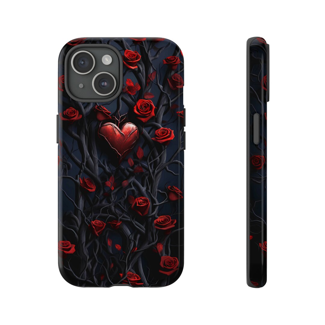 Gothic Red Roses & Heart Phone Case : Dark Love Theme Mysterious ...