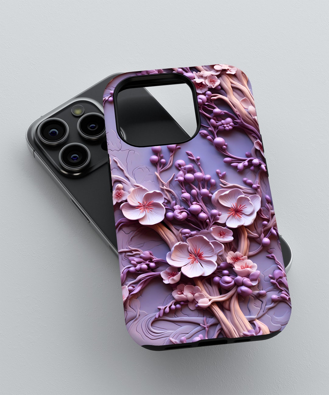 Elegant 3D Floral Design: Luxe Mauve Phone Case - Elevate Your Style ...