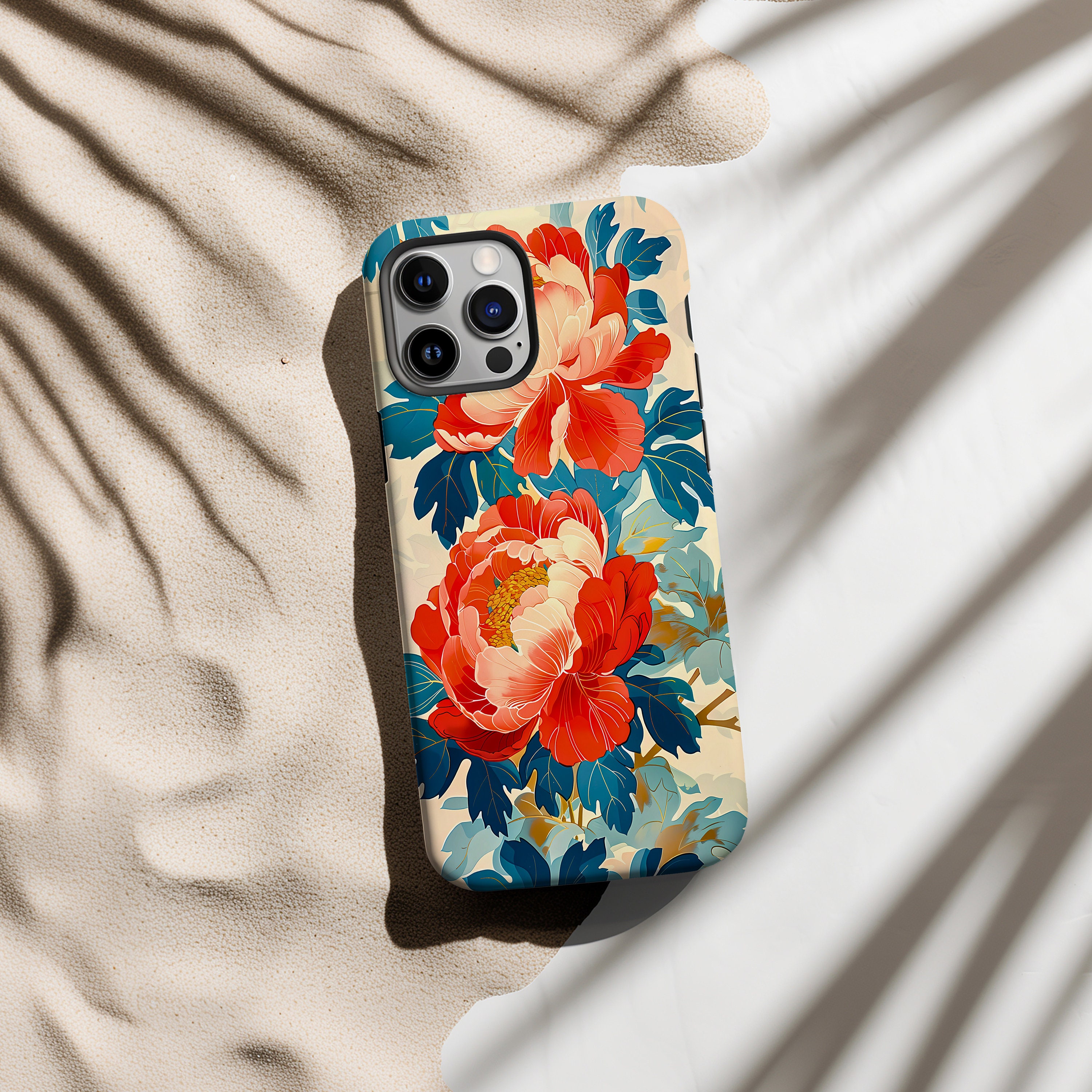 Vintage Red Peony Floral Phone Case Iphone, Galaxy, Pixel Models ...
