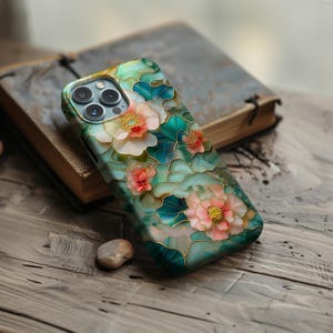 Floral Lotus Stained Glass Phone Case: Dual Layer Protection - Etsy