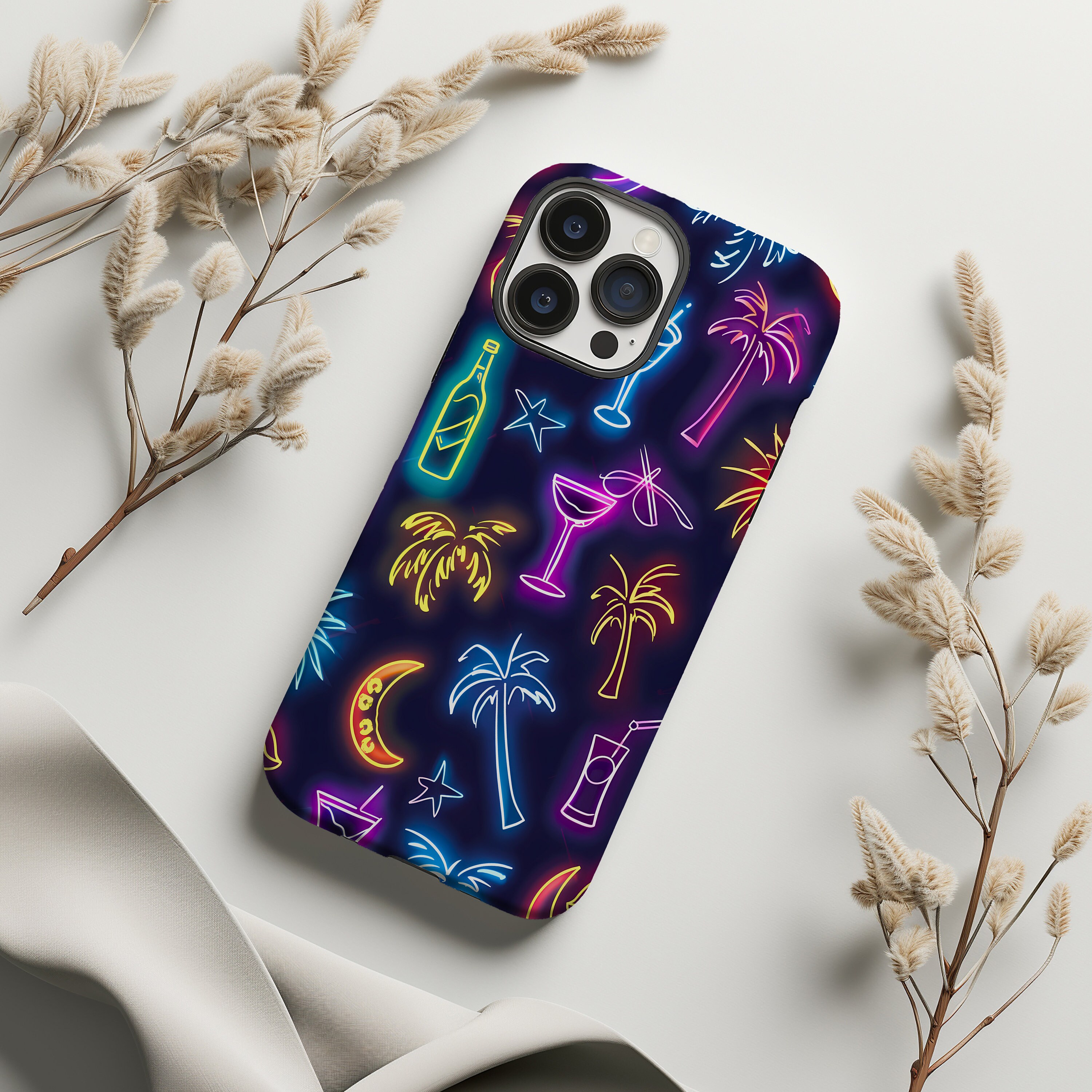 Neon Nights Tropical Phone Case Eye-catching Endless Summer Design ...
