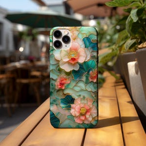 Floral Lotus Stained Glass Phone Case: Dual Layer Protection - Etsy