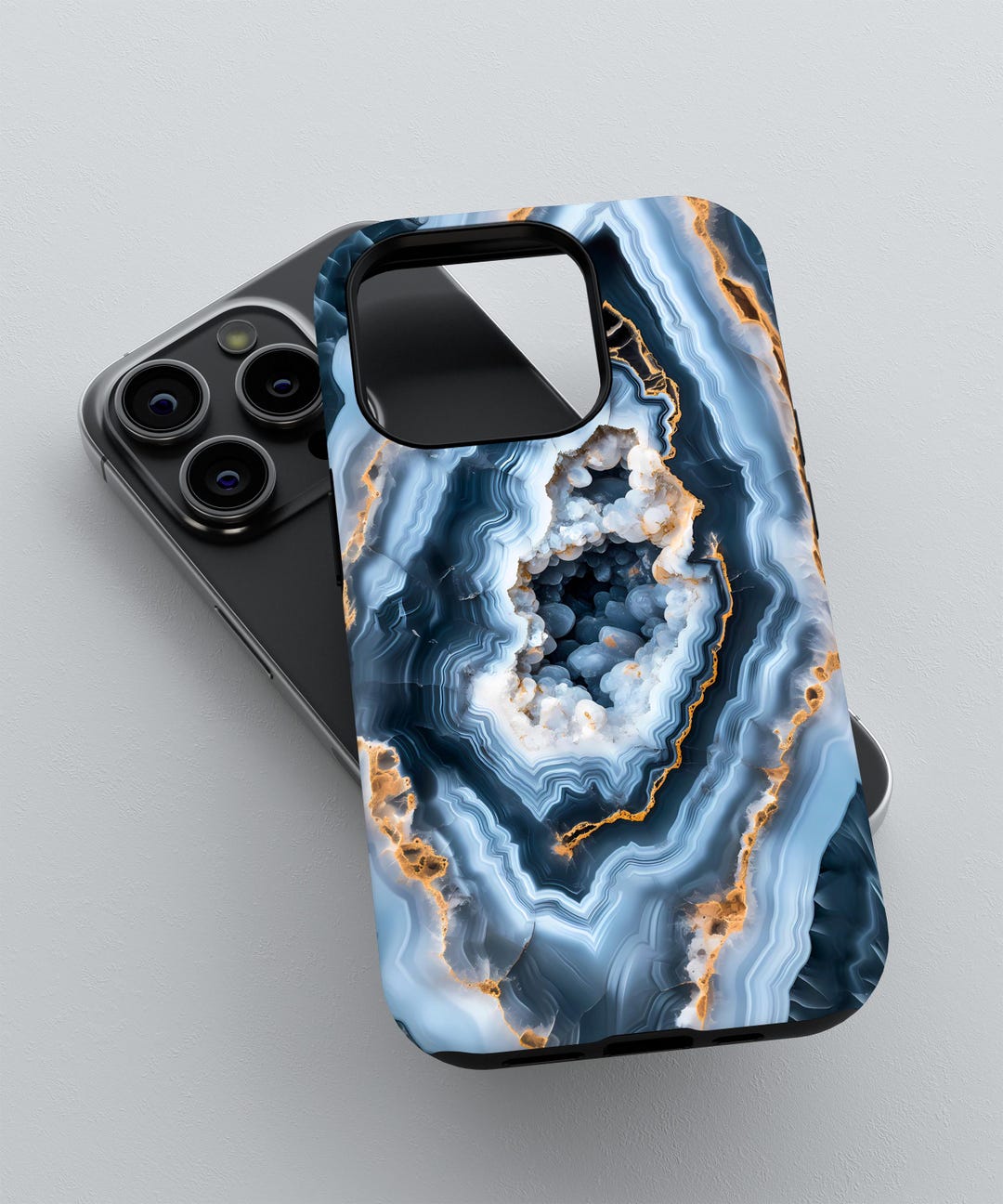 Unique Blue Agate Geode Gemstone Crystal Phone Case | iPhone 16 15 14 ...