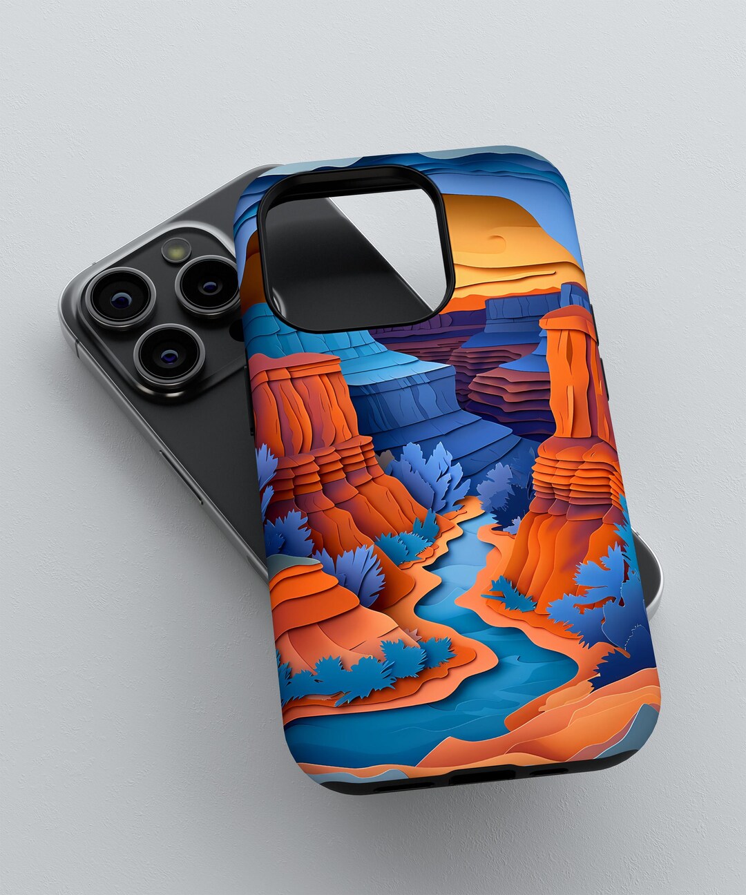 Southwestern Canyon River Layered Paper Phone Case | iPhone 16 15 14 13 ...