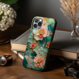 Floral Lotus Stained Glass Phone Case: Dual Layer Protection - Etsy