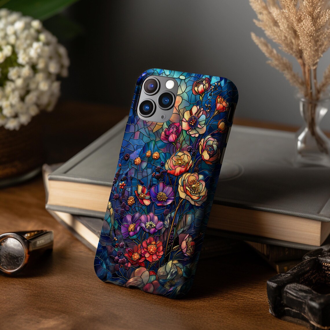 Enchanted Garden Stained Glass Phone Case | iPhone 15 14 13 12 11 Pro ...
