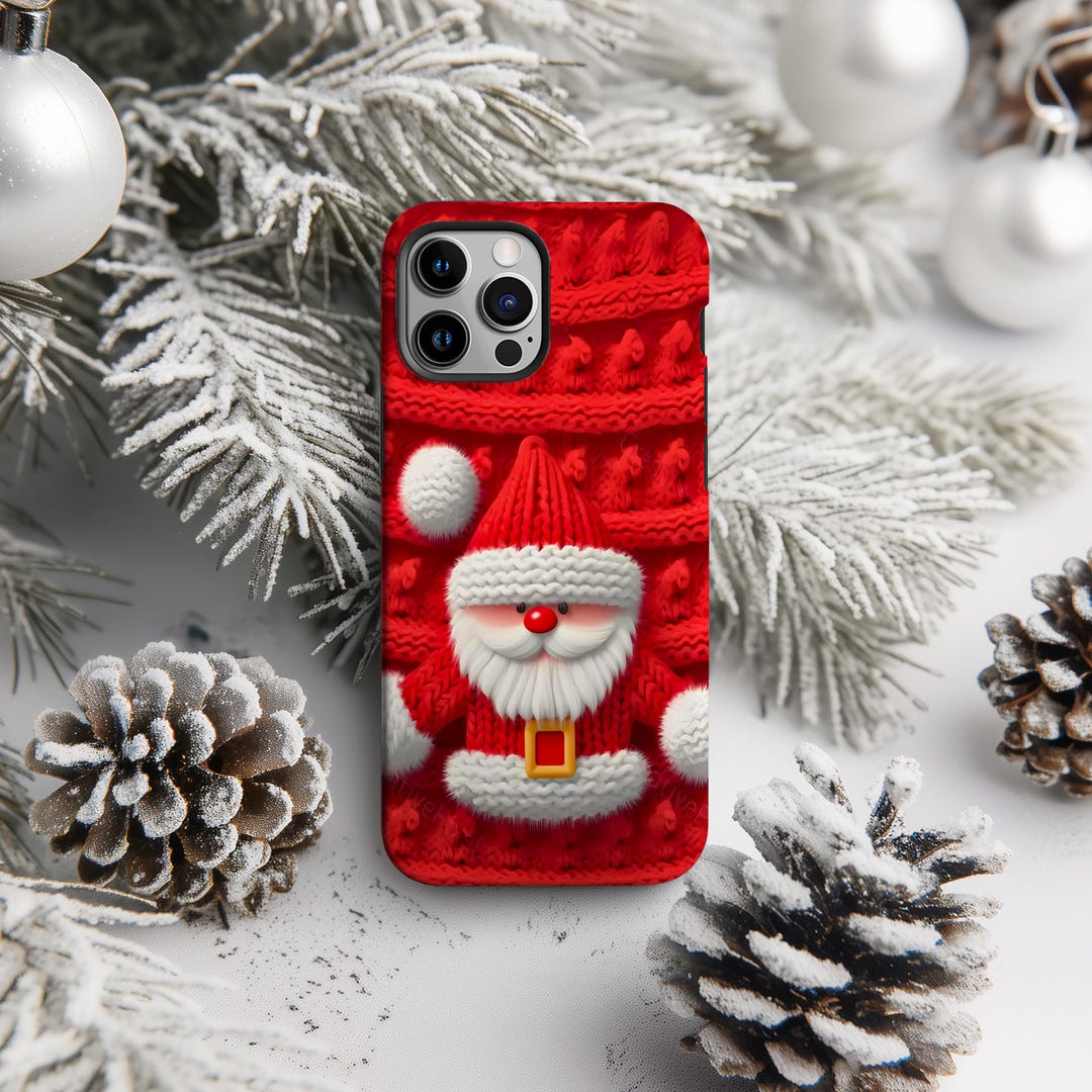 Cozy Christmas Santa Knit Phone Case | Festive Holiday Sweater Style ...