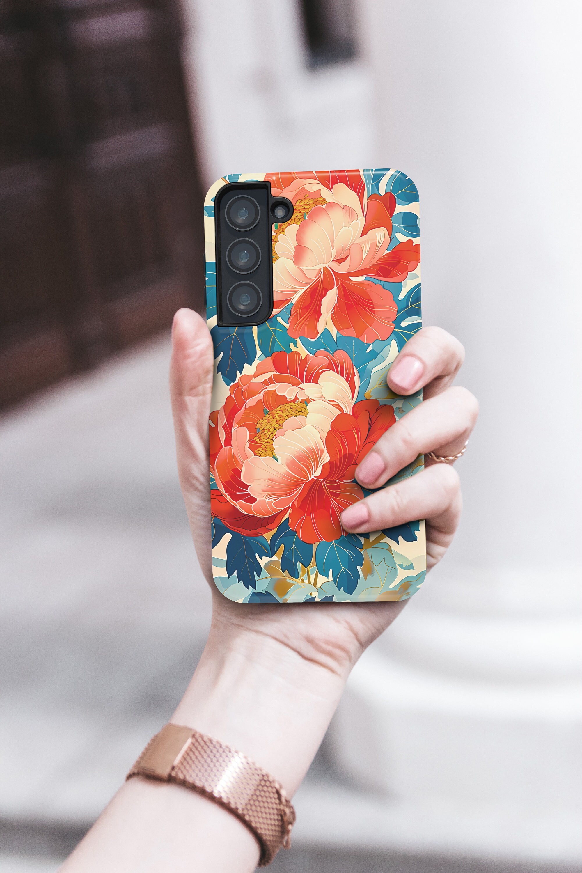 Vintage Red Peony Floral Phone Case Iphone, Galaxy, Pixel Models ...