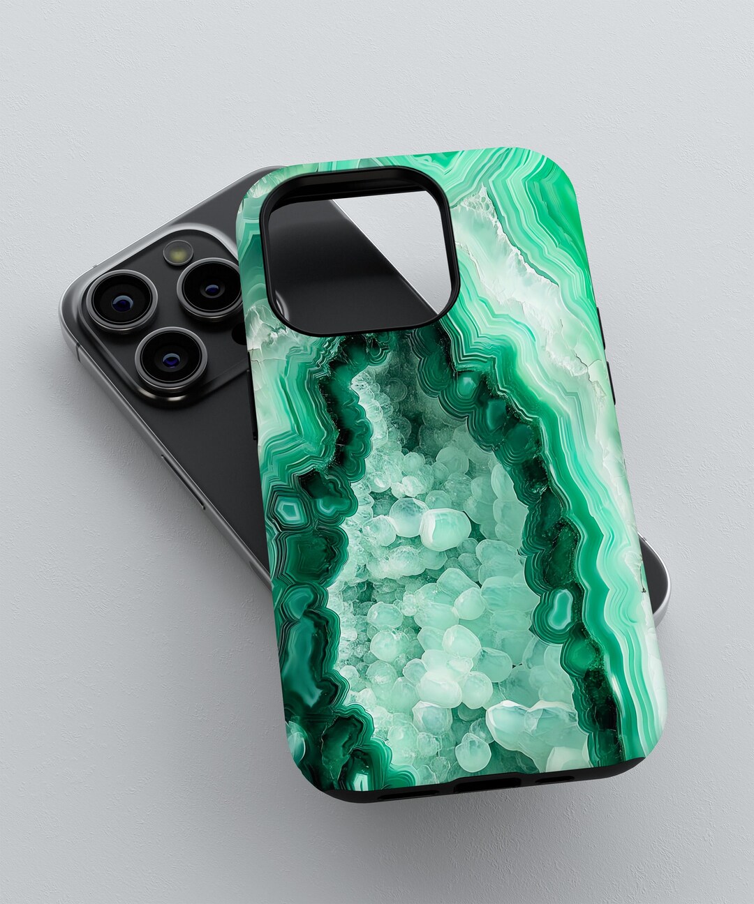 Emerald Green Agate Geoda Gemstone Crystal Phone Case | iPhone 16 15 14 ...