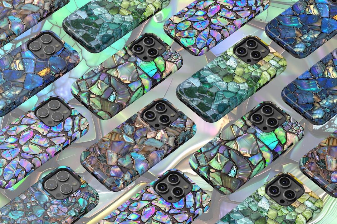 Personalized Iridescent Mosaic Phone Case | Holographic Gemstone Cover ...