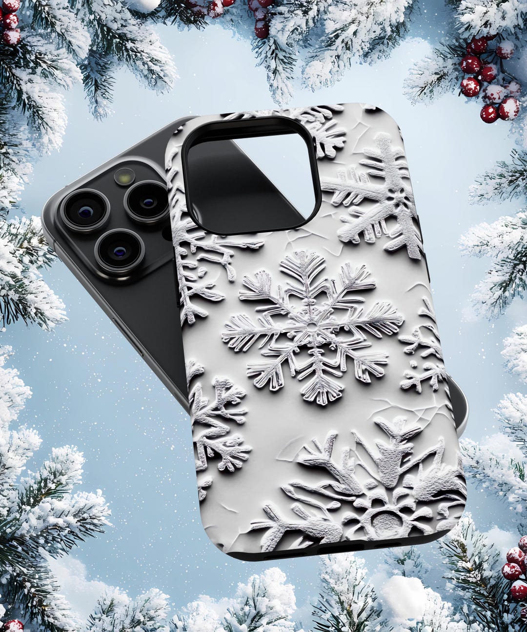 Frosted Snowflake Phone Case: Elegant Winter Design - Etsy