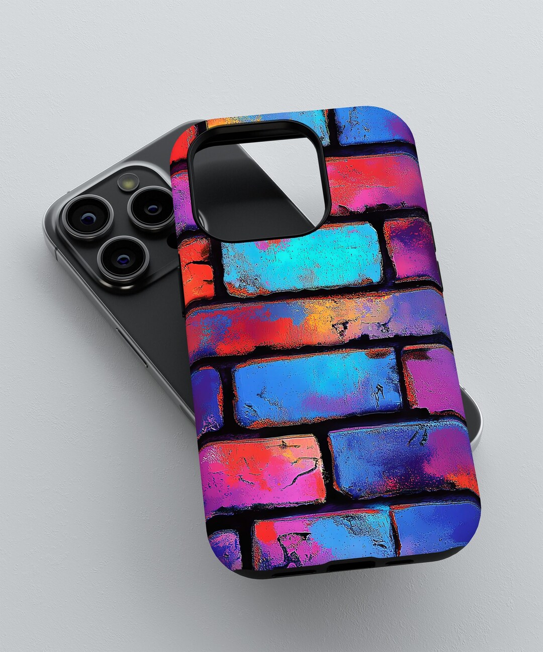 Colorful Graffiti Vibrant Urban Brick Wall Phone Case | iPhone 16 15 14 ...