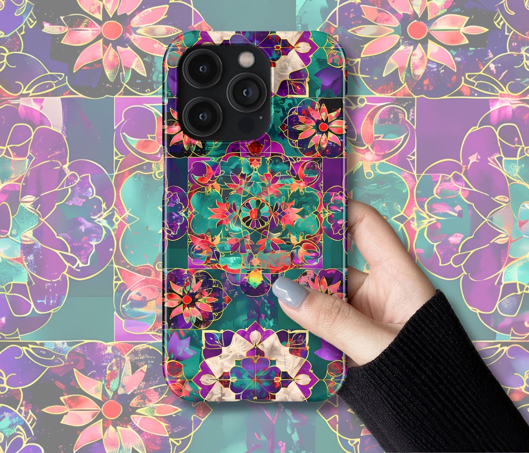 Psychedelic Bloom Phone Case vibrant Protective Cover Modern Art Design ...