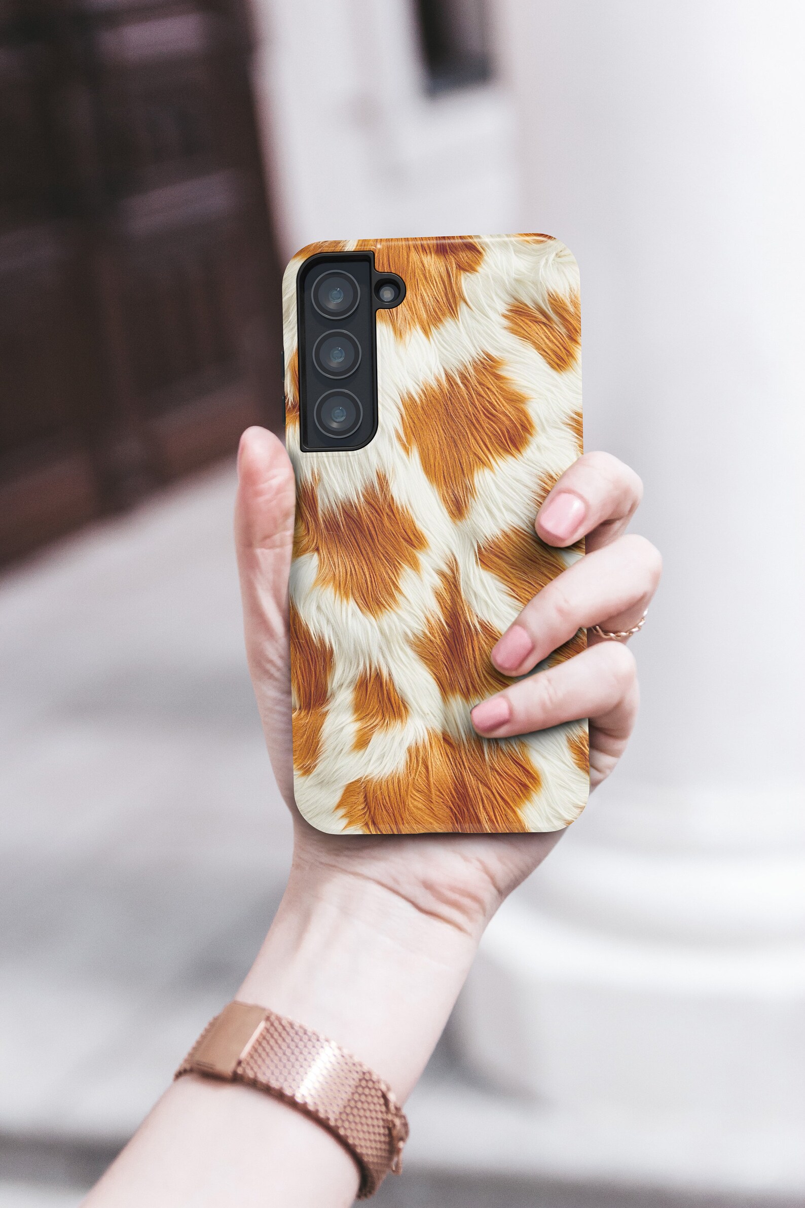 Luxurious Cow Print Design Phone Case Flux Fur Print Design Designer ...