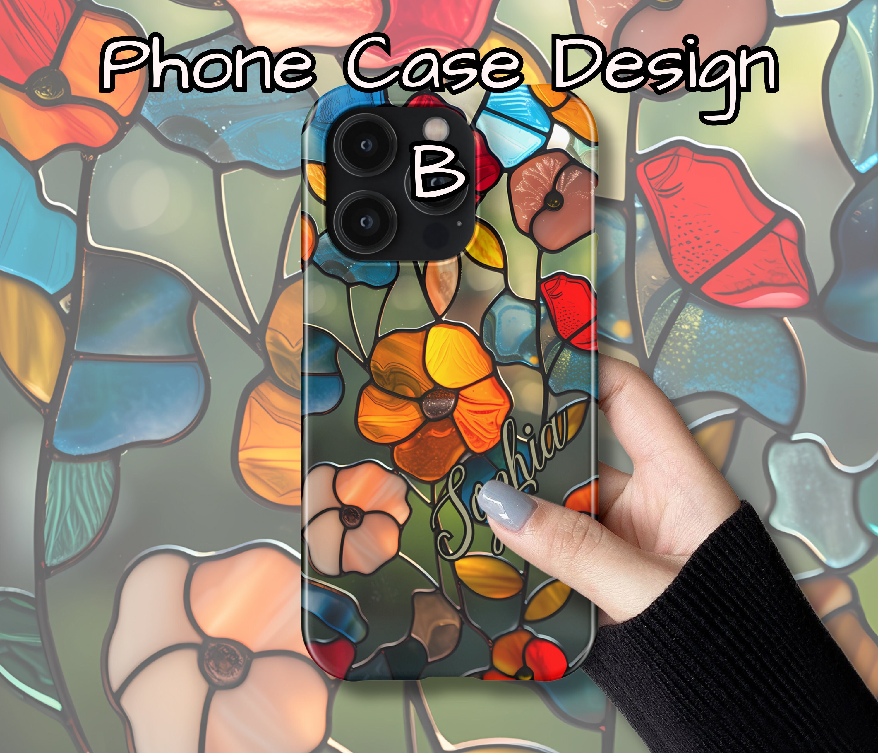 Personalized Floral Stained Glass Phone Case | Floral Mosaic Cover ...