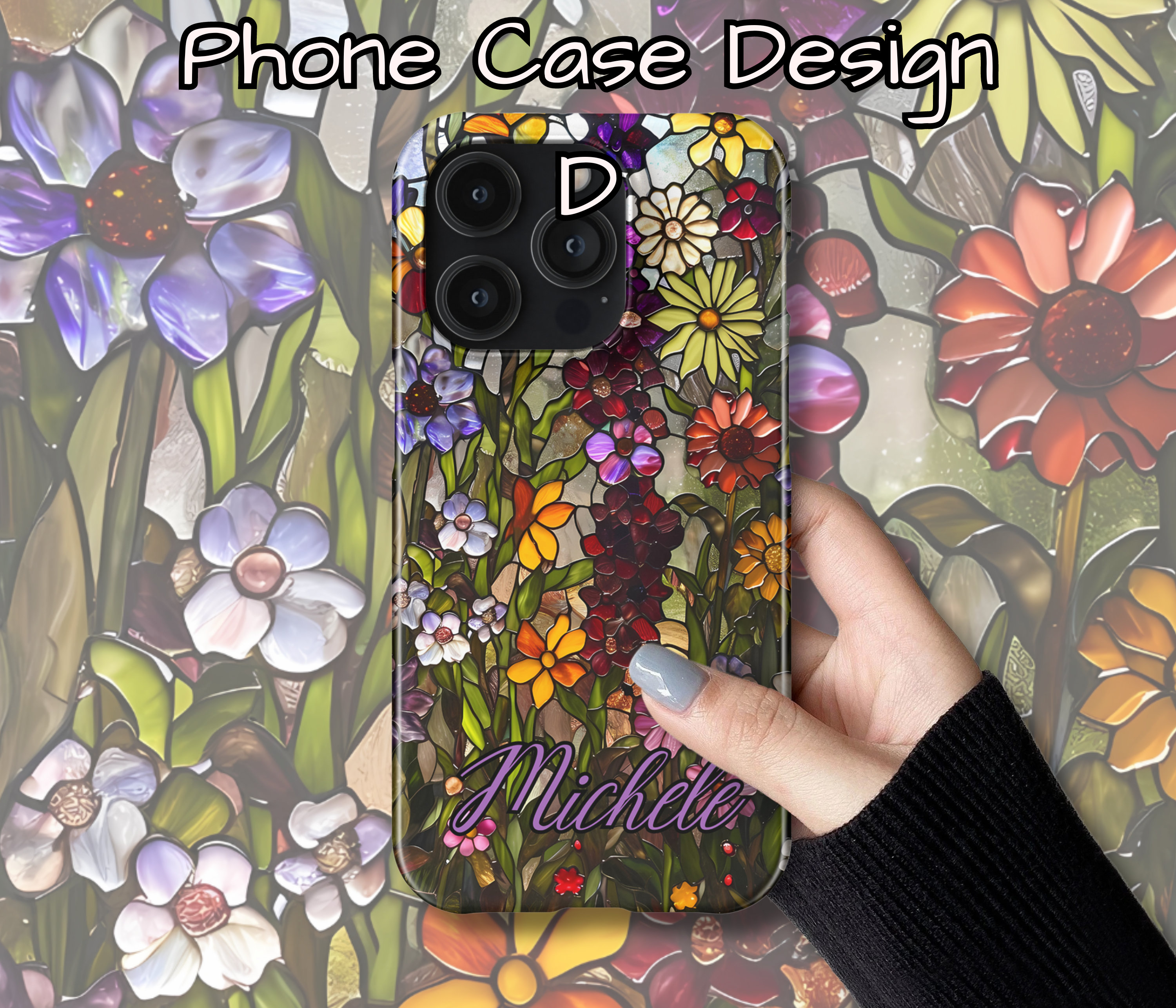Personalized Floral Stained Glass Phone Case | Floral Mosaic Cover ...