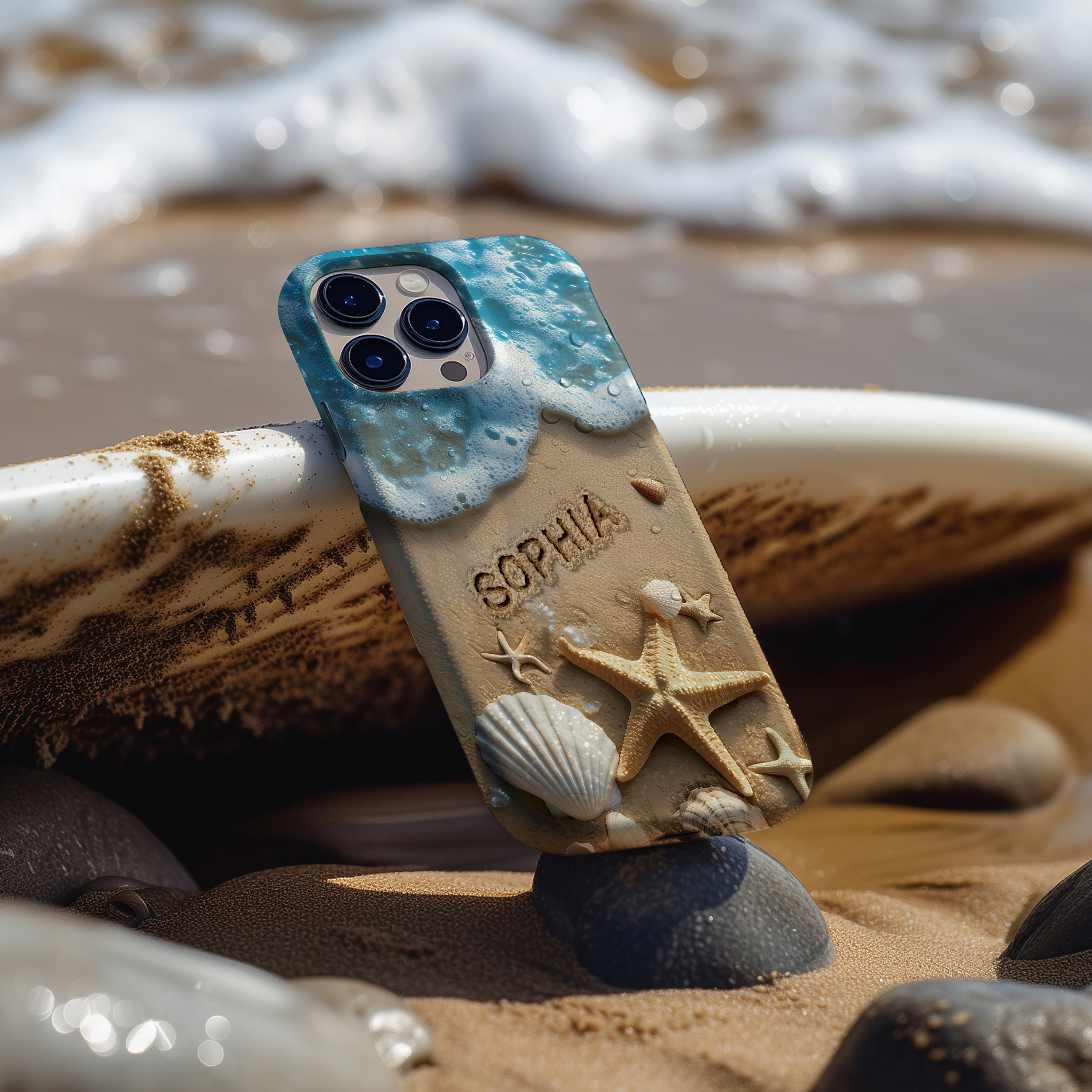 Customizable Beach Getaway Phone Case | Write Your Name in the Sandy ...