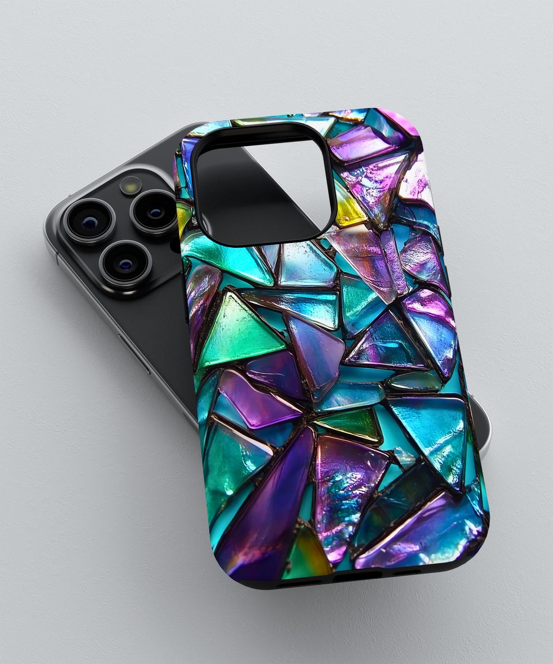 Shattered Glass Faux Iridescent Stained Glass Phone Case | iPhone 16 15 ...
