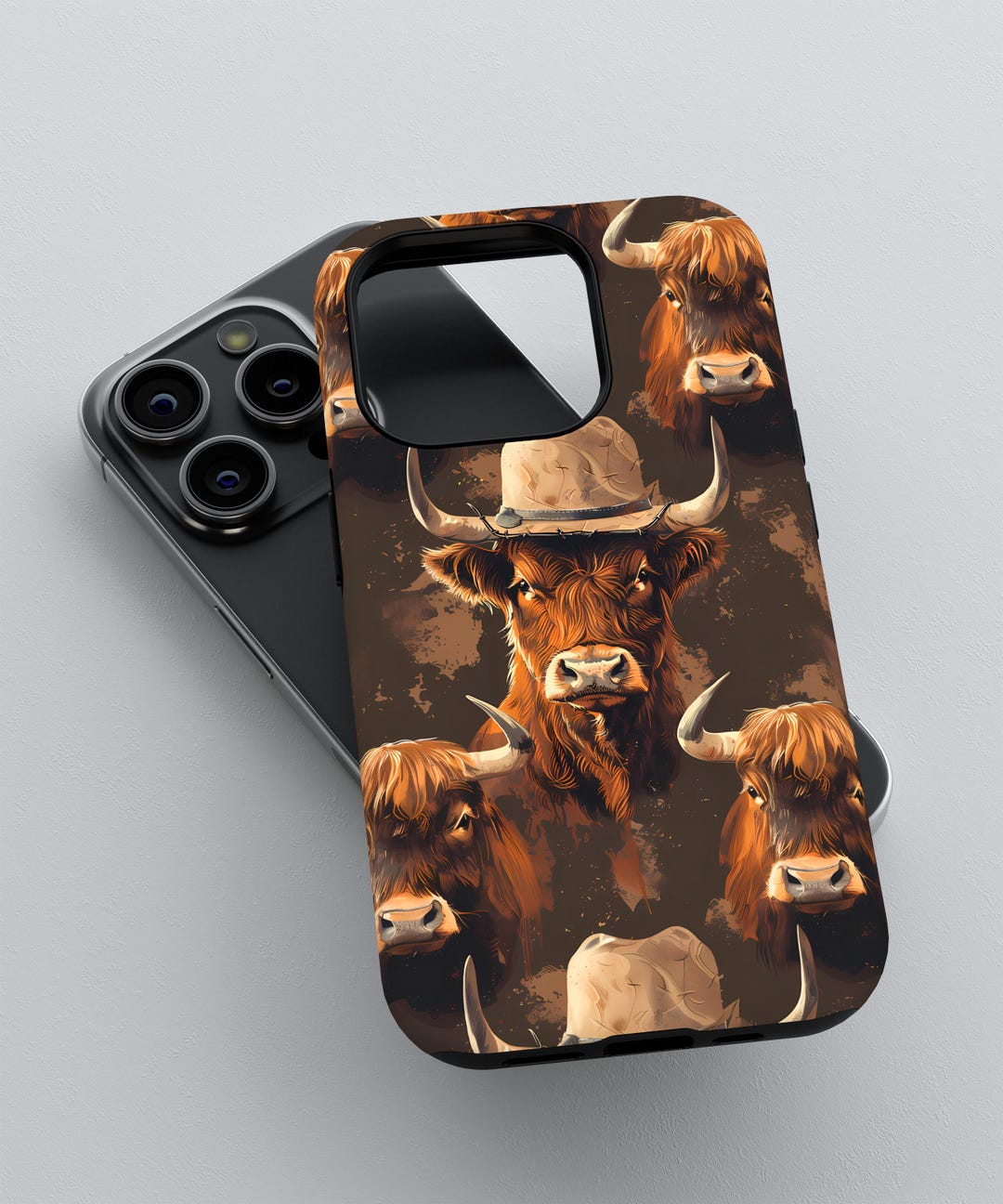 Highland Cow Rustic Western Phone Case | iPhone 16 15 14 13 12 11 Pro ...