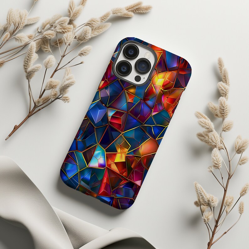 Vibrant Geometric Stained Glass Phone Case Iphone, Galaxy, Pixel Models ...