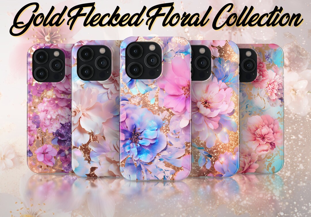 Gold Flecked Floral Phone Case Collection | Elegant Blossom Covers for ...