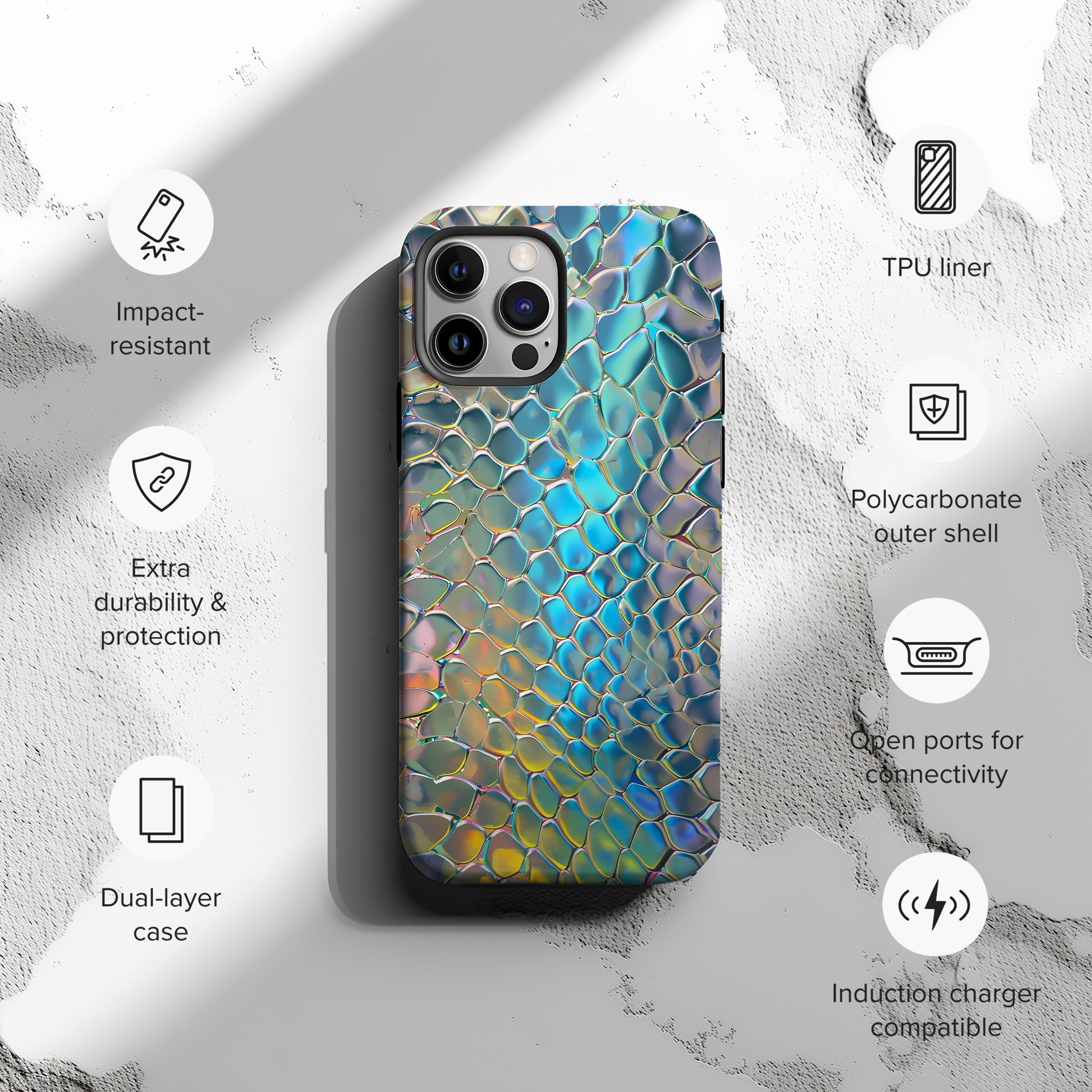 Iridescent Mermaid Holographic Shell Phone Case | iPhone 16 15 14 13 12 ...