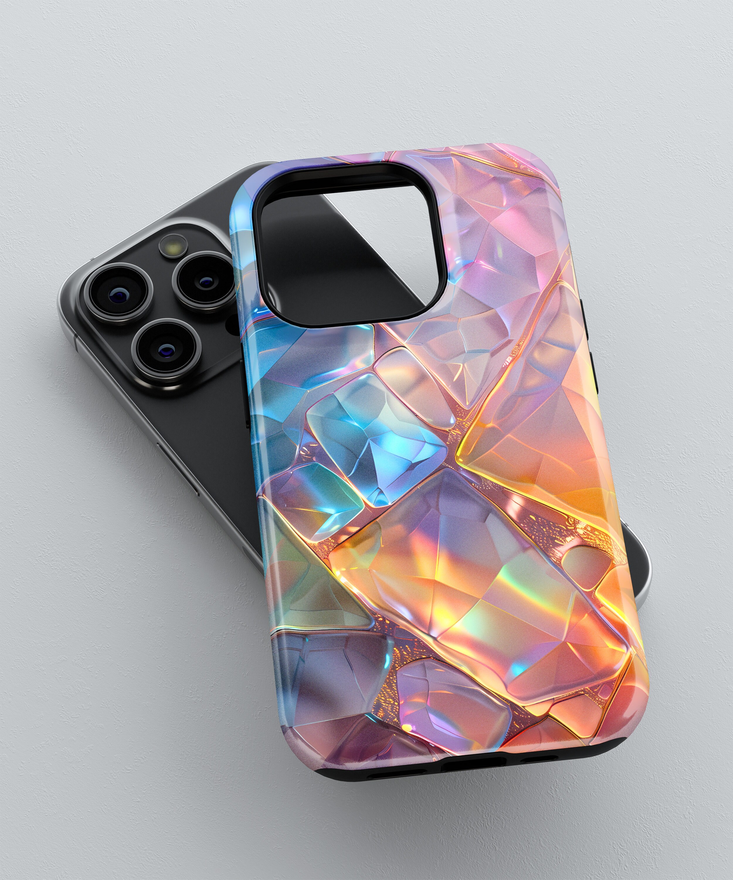 Holographic Geometric Phone Case Futuristic Iridescent Protective Cover ...
