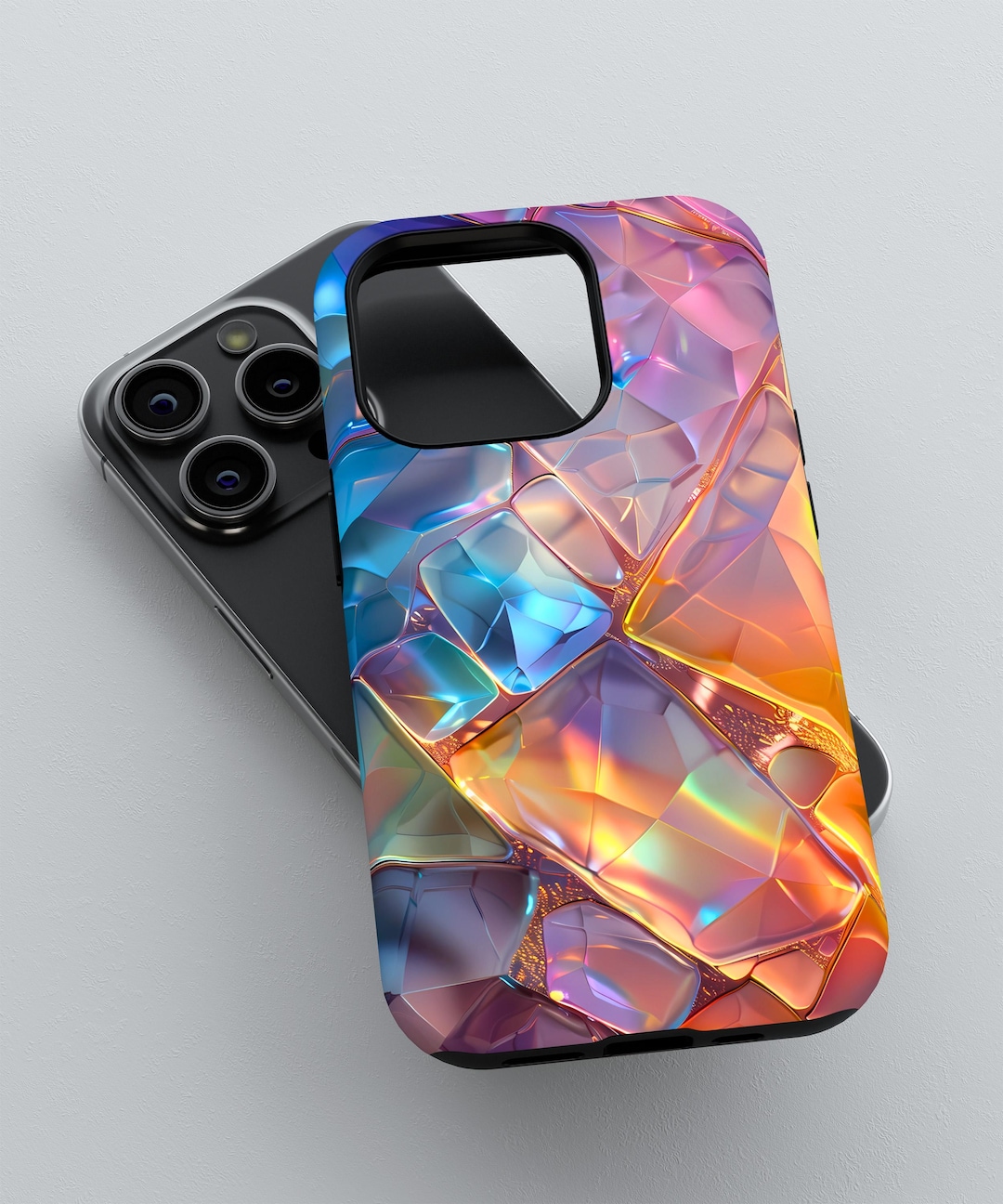 Holographic Geometric Phone Case | Futuristic Iridescent Protective ...