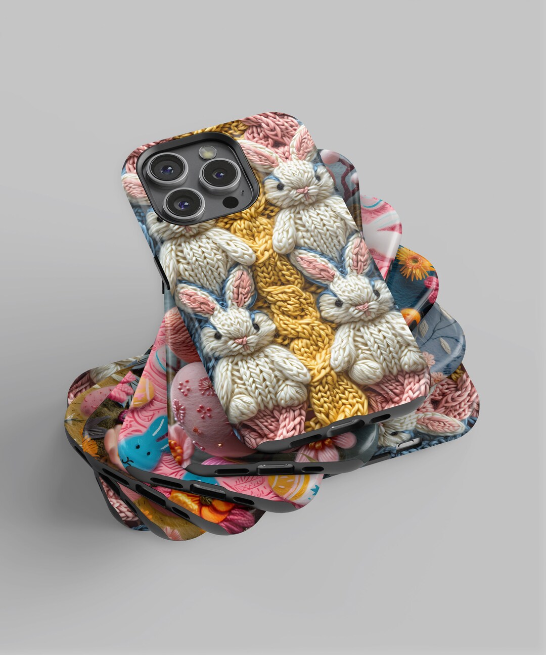 Whimsical Bunny Embroidered Texture Phone Case | Playful Handcrafted ...