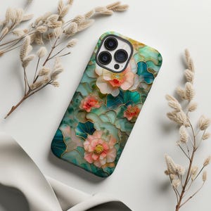 Floral Lotus Stained Glass Phone Case: Dual Layer Protection - Etsy