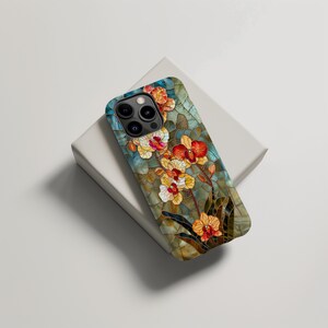 Artisan Stained Glass Orchid Phone Case | iPhone 16 15 14 13 12 11 Pro ...