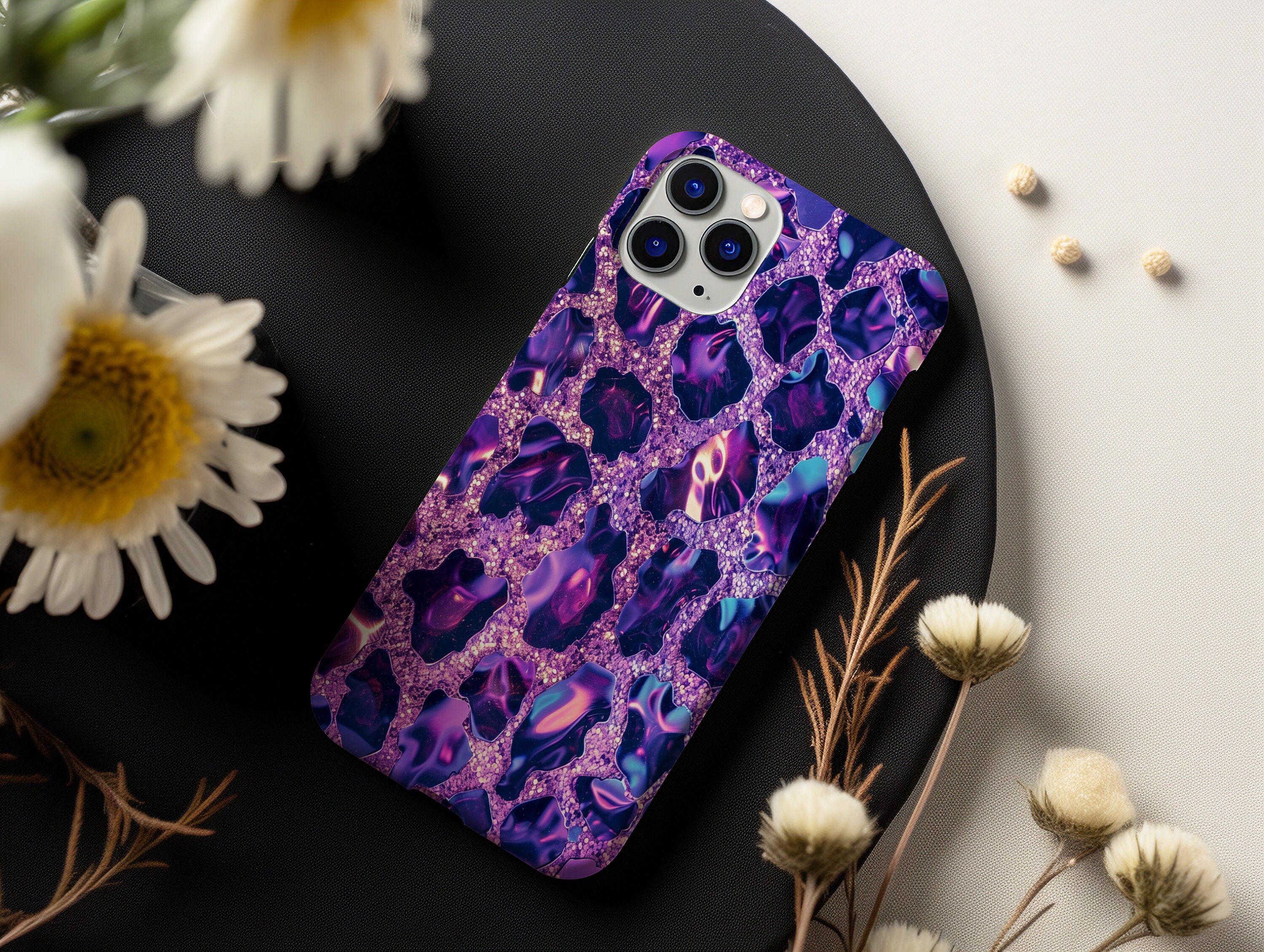Personalized Eye-catching Purple Leopard Geode Phone Case Galactic ...